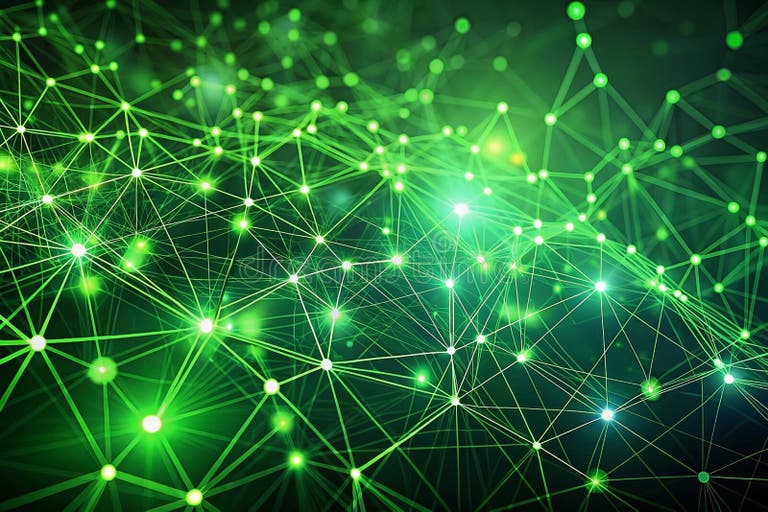 Green Network Connection, Data Flow, Digital Technology, Abstract ...