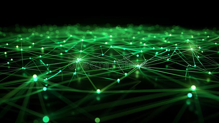 Green Network Connection Structure, Abstract Technology Background ...