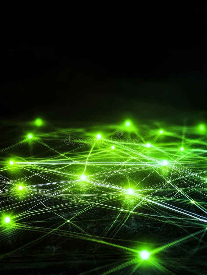 Green Network Connections Abstract of Glowing Green Lines and Nodes ...