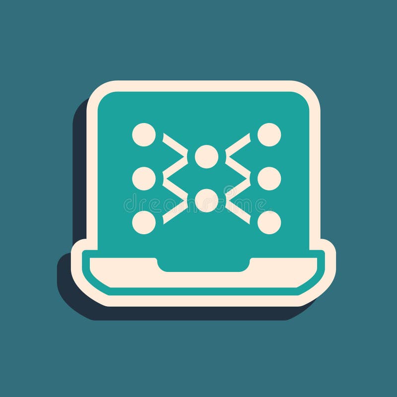 Green Neural Network Icon Isolated on Green Background. Artificial ...