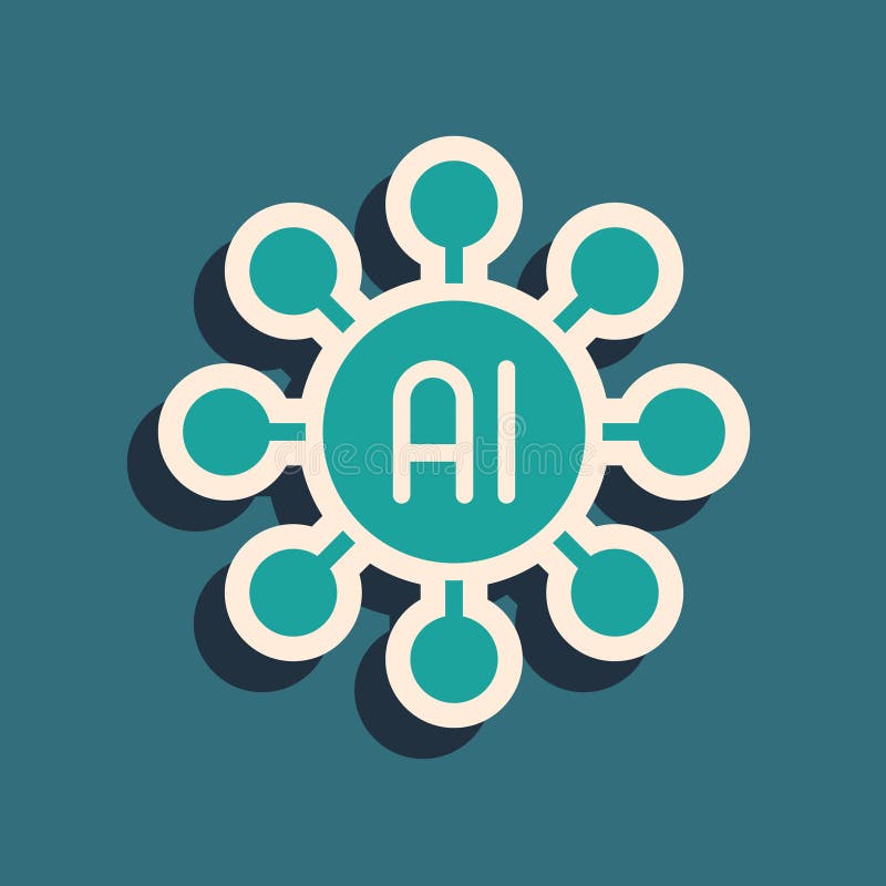 Green Neural Network Icon Isolated on Green Background. Artificial ...