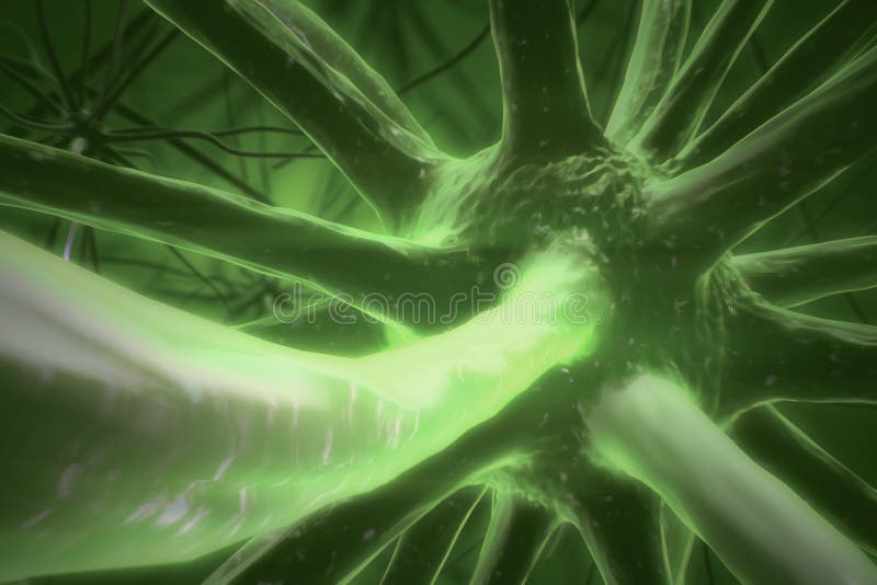 Green neuron closeup stock illustration. Illustration of backdrop ...
