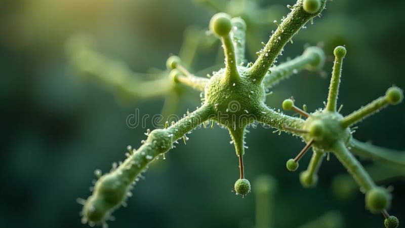 Green Neuron Structure Artistic Render, Close-Up Microscopic Organic World Abstract Stock Video ...