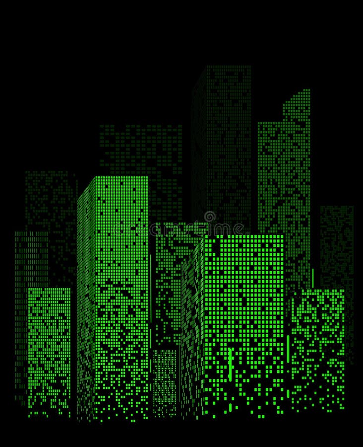 Green Night City Lights Landscape Design Stock Vector - Illustration of ...