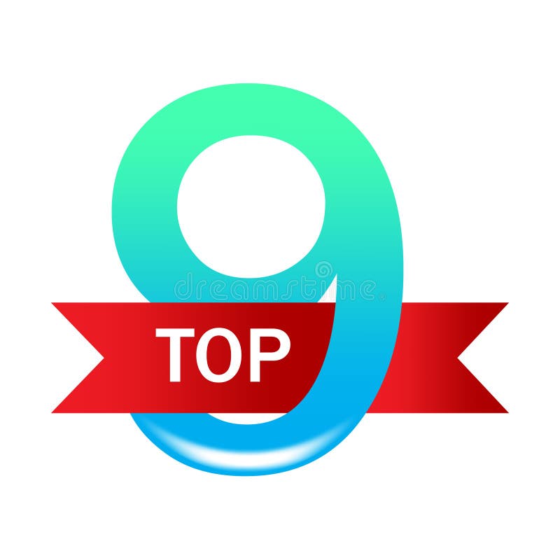 Green Nine 9. Gradient Numeric Style. Red TOP Banner. Crisp White ...