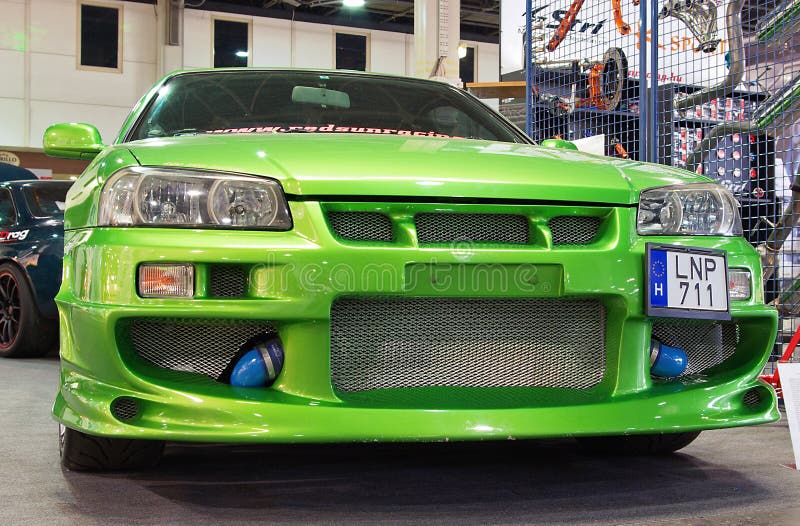 Green Nissan Skyline editorial stock photo. Image of bodykit - 15100458