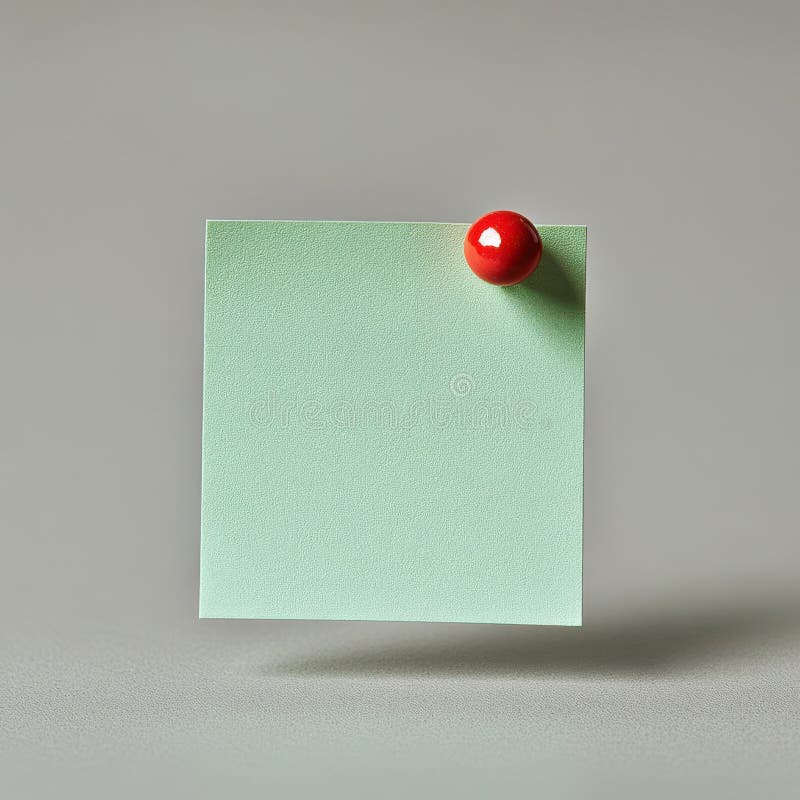 Green Note Blank Reminder Red Pushpin Isolated on White Background ...