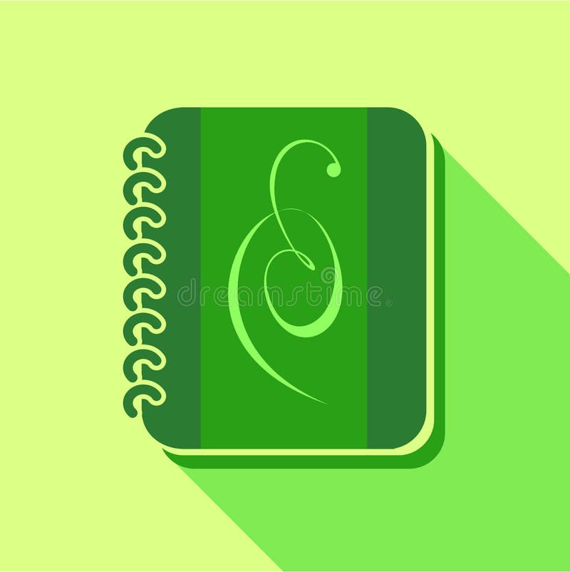 Green Notebook Icon, Flat Style Stock Vector - Illustration of document ...