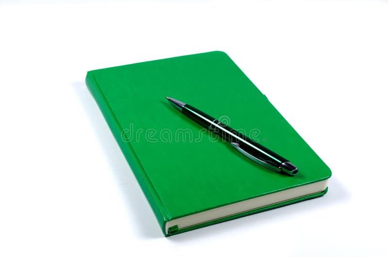 Green notebook and pen stock image. Image of write, work - 58666679