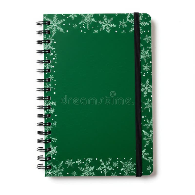 Green Notebook with Snowflake Border Stock Illustration - Illustration ...