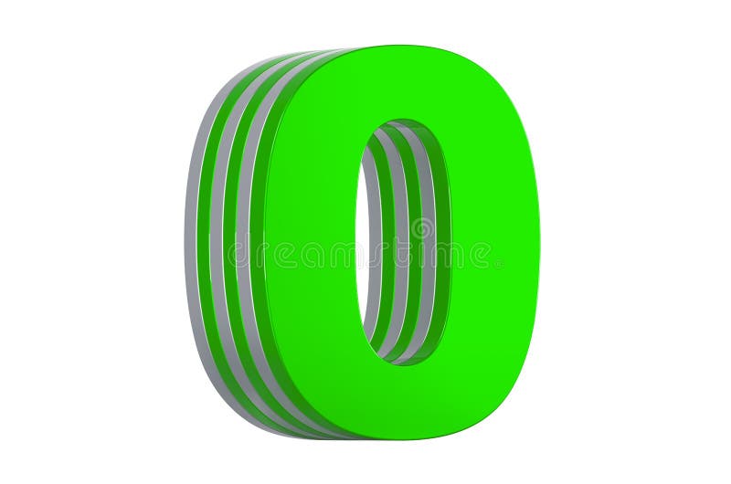 Green Number 0, Layered Font. 3D Rendering Stock Illustration ...