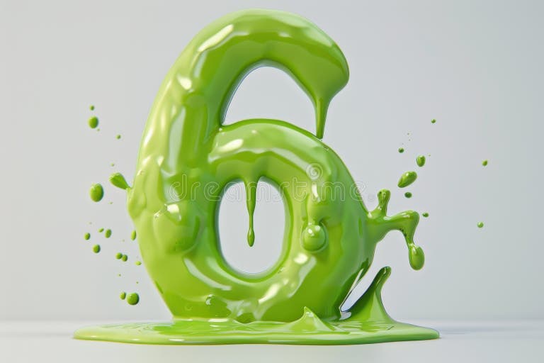 Green Number 6 with a Green Liquid Dripping from it with Generative AI ...