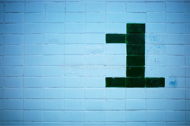 Green `number One` on the Wall Background Stock Image - Image of green ...