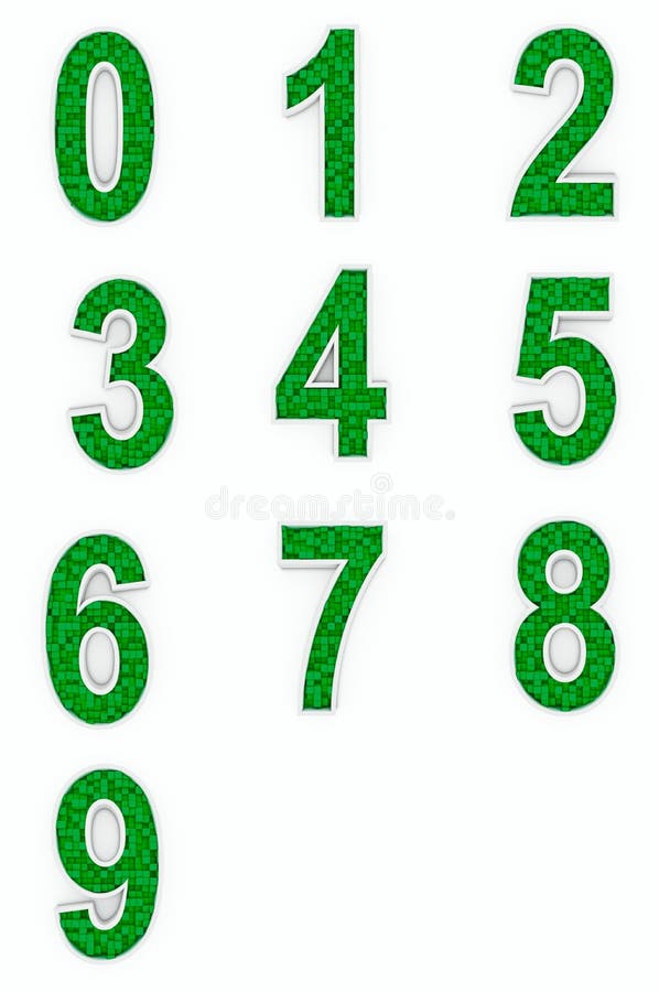 Green numbers from cubes stock illustration. Illustration of cube ...