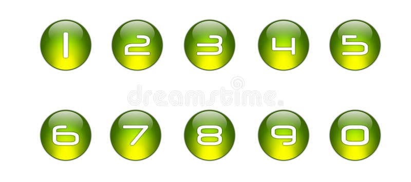 Green Numbers Icons Set [01] Stock Illustration - Illustration of ball ...