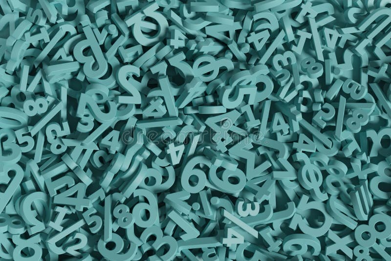 Green Numbers and Mathematical Symbols Background. 3d Illustration ...