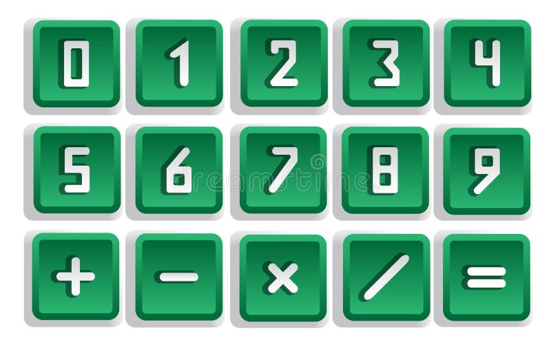 Green Numeric Button Set stock vector. Illustration of four - 49313133