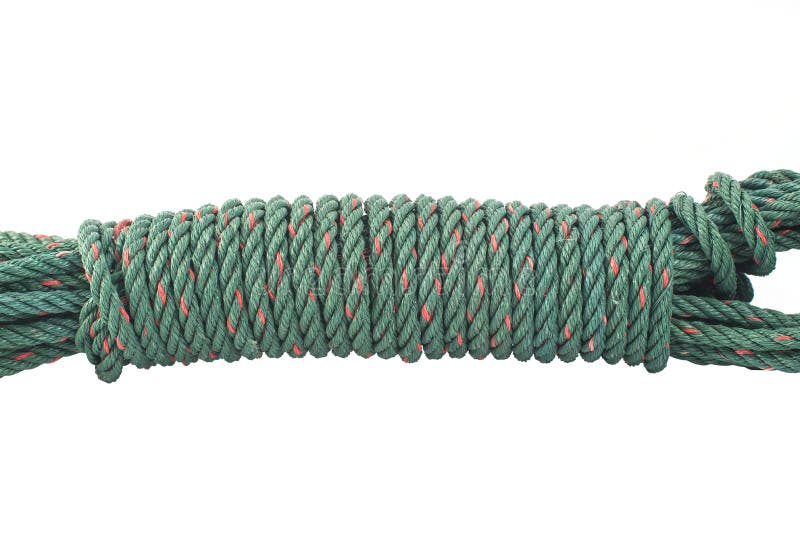 Green Nylon Rope Isolated on White Stock Photo - Image of string ...
