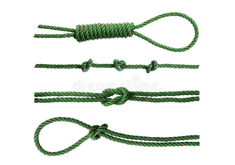 Green Nylon Rope Tied the Knot Stock Image - Image of safety, fastening ...