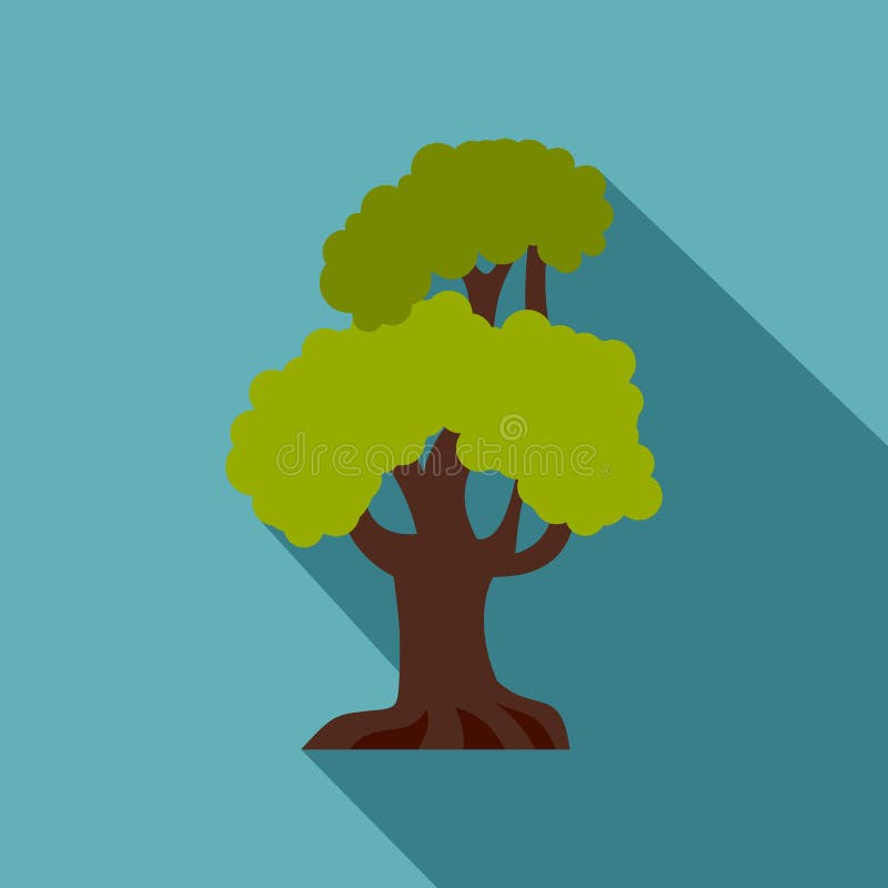 Green oak icon, flat style stock vector. Illustration of environment ...