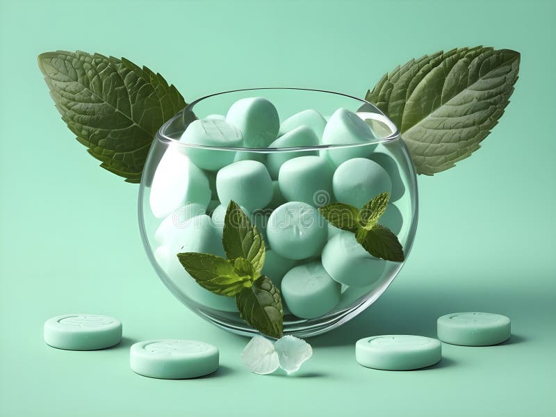 Green Oasis. Mint Candy Temptation Amidst Lush Background Stock Image ...