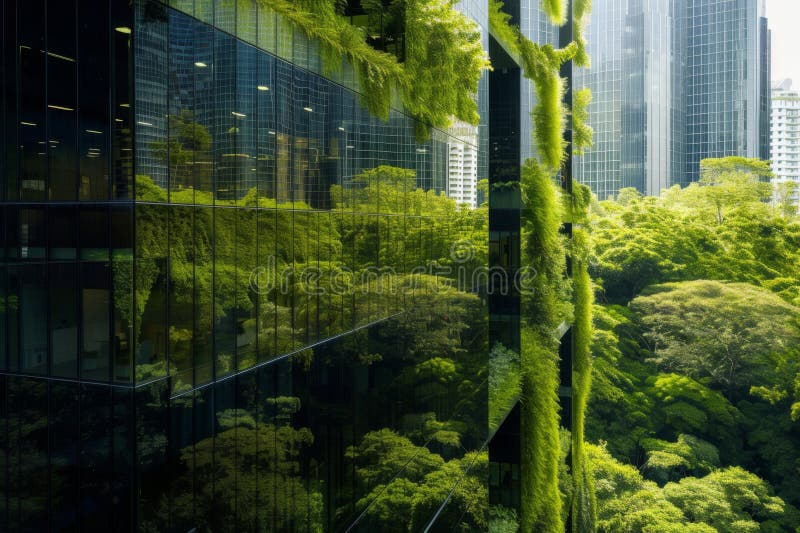 Green Oasis: Modern Building with Vertical Garden Reflecting Lush ...