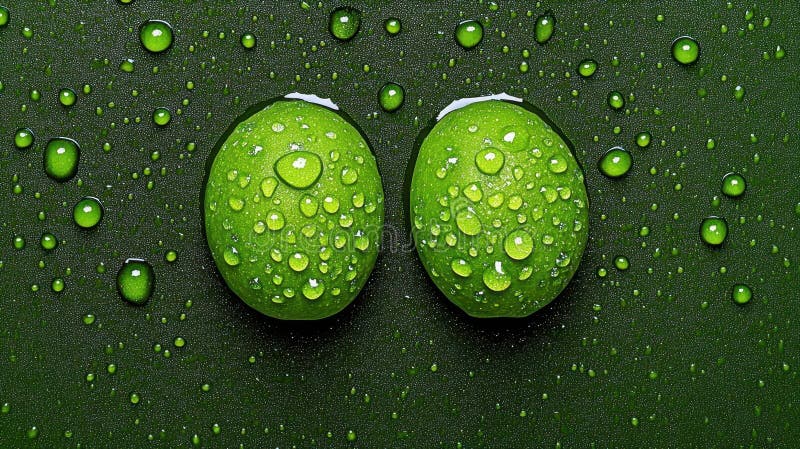 Green Objects with Water Droplets Stock Illustration - Illustration of ...