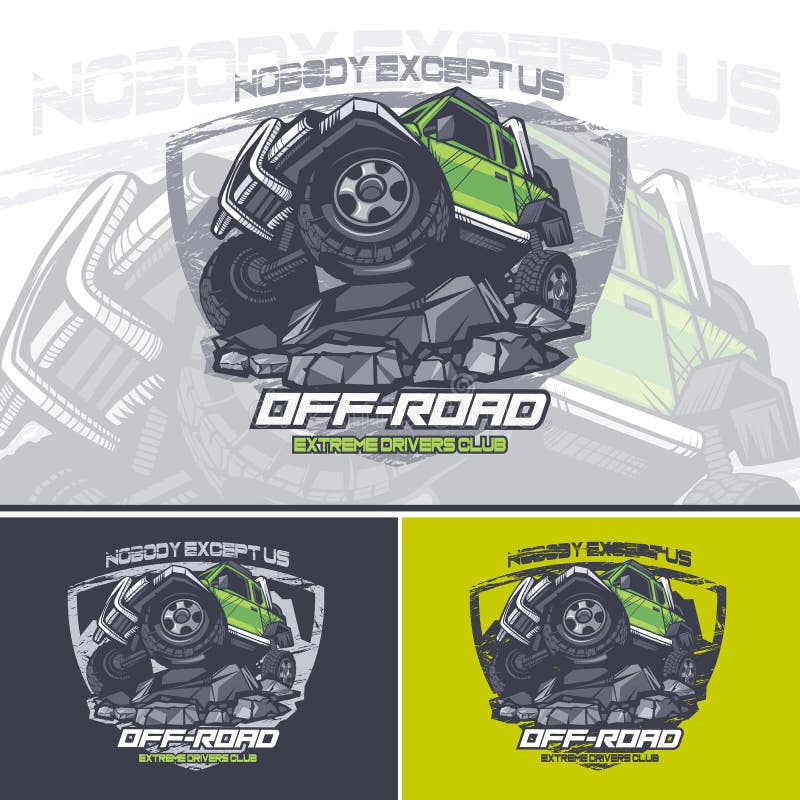 Green Off Road Car Logo on Top of a Mountain with a Slogan at the Top ...