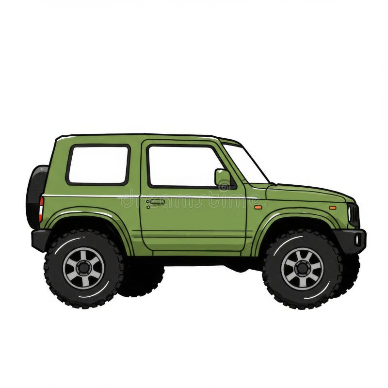 Green Off-Road Vehicle Illustration Stock Illustration - Illustration ...