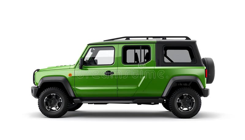 Green Off-Road Vehicle: Side Profile Stock Illustration - Illustration ...