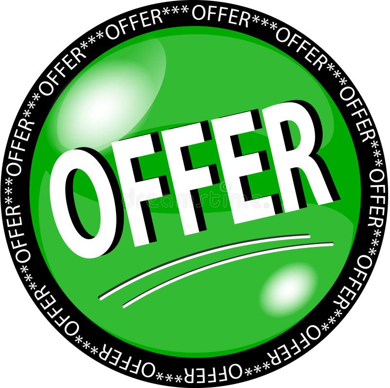 Green offer button stock vector. Illustration of sign - 10131772
