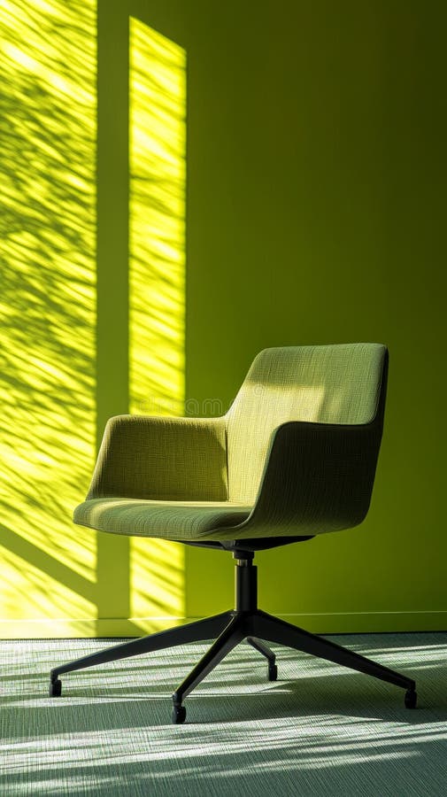 Green Office Chair with Shadow Patterns in a Modern Interior ...