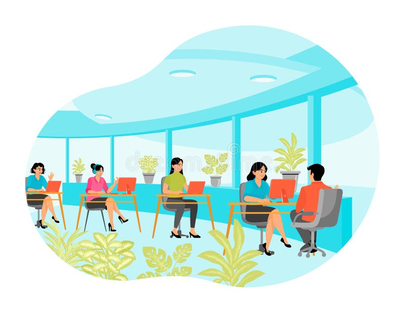 Green Office for Comfortable Workplace. Environment Concept Stock ...