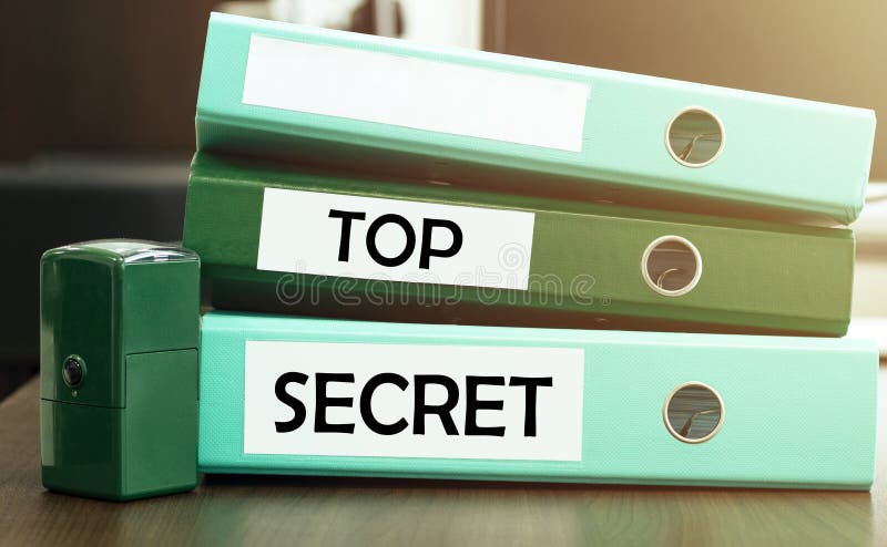 3 Green Office Folders with Text TOP SECRET Stock Photo - Image of ...