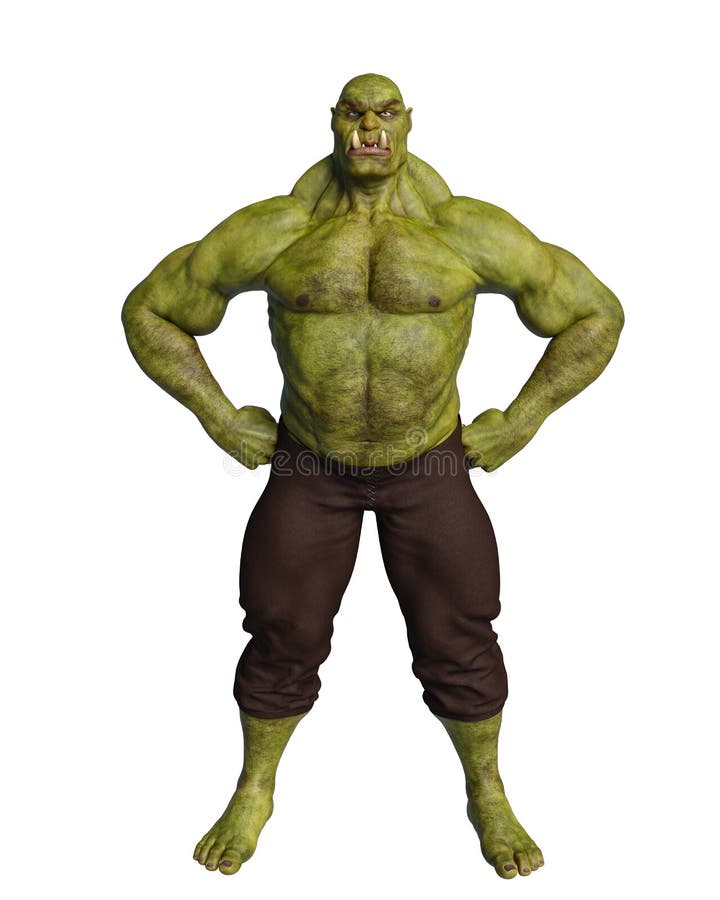 Green Ogre in a White Background Stock Illustration - Illustration of ...