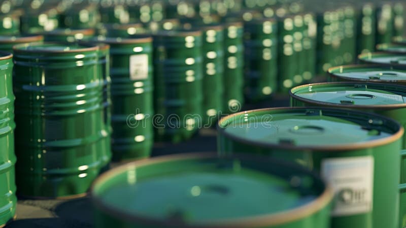The Green Oil Barrels.AI Generated Image Stock Photo - Image of ...