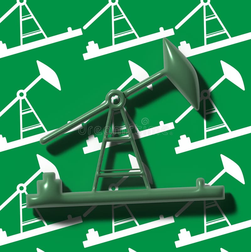 Green Oil Rig on Pattern Background, 3D Rendering Illustration Stock ...