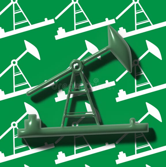 Green Oil Rig on Pattern Background, 3D Rendering Illustration Stock ...