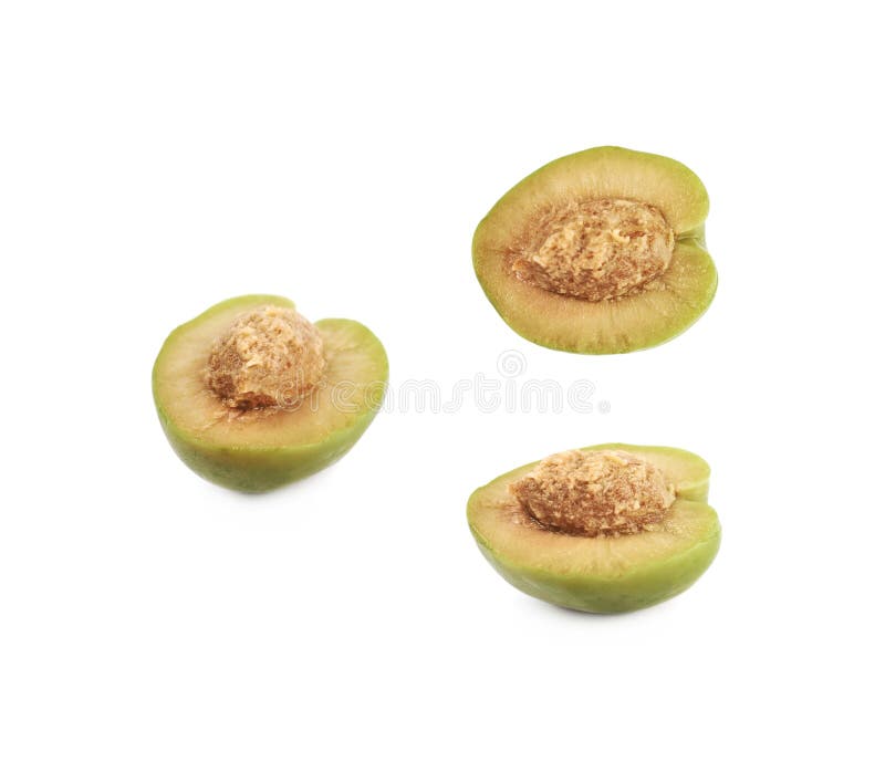 Green Olive Cut in Half Isolated Stock Image - Image of ingredient ...