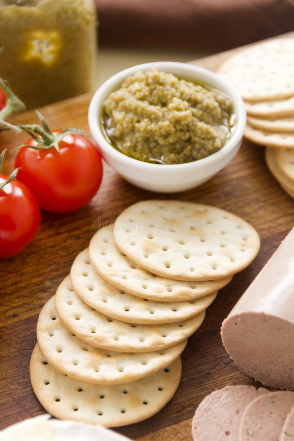 Green Olive Pate and Crackers Stock Photo - Image of finger, yummy ...