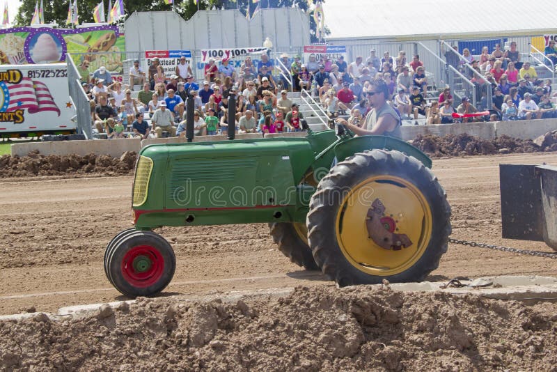 Green Oliver Tractor Pulling Side View Editorial Image - Image of ...