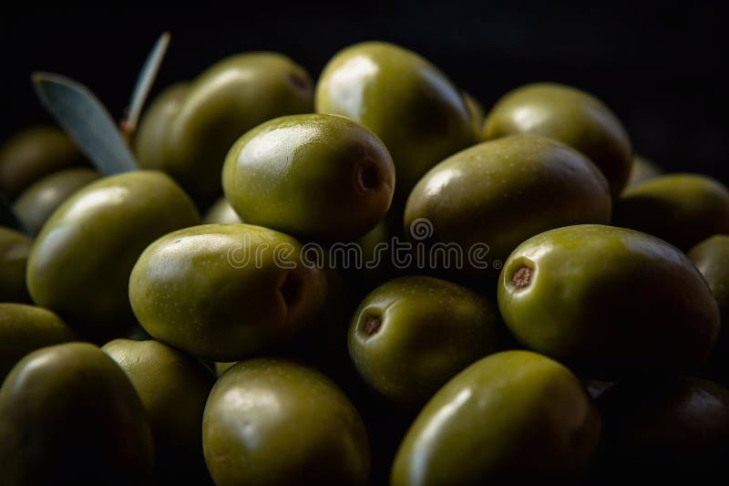 Green Olives Close-up. AI Generated Stock Illustration - Illustration ...