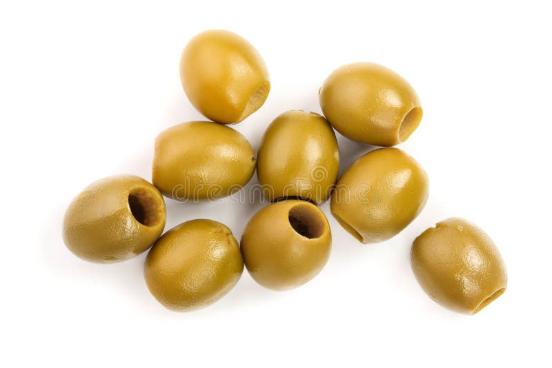 Green Olives with Leaves Isolated on a White Background with Full Depth ...