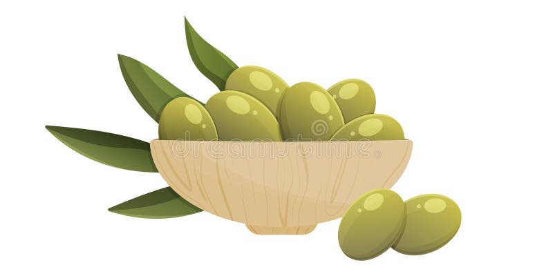 Green Olives on Plate. Cartoon Vector Illustration Stock Vector ...