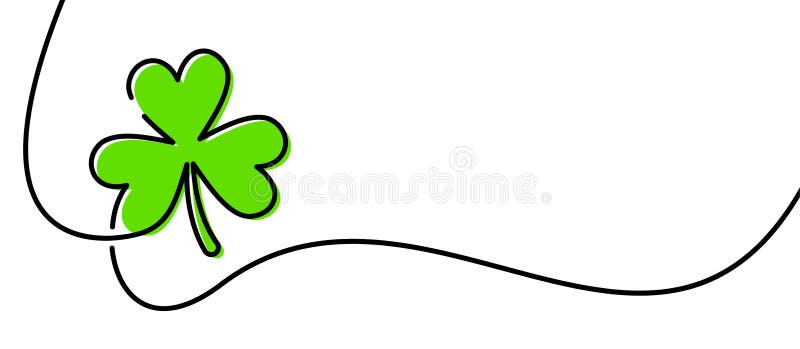 Green One Line Drawn Clover Leaf Stock Vector - Illustration of drawing ...