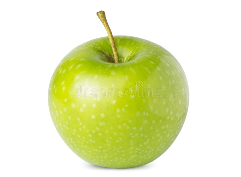 Green One Ripe Apple Isolated on White Background Stock Image - Image ...