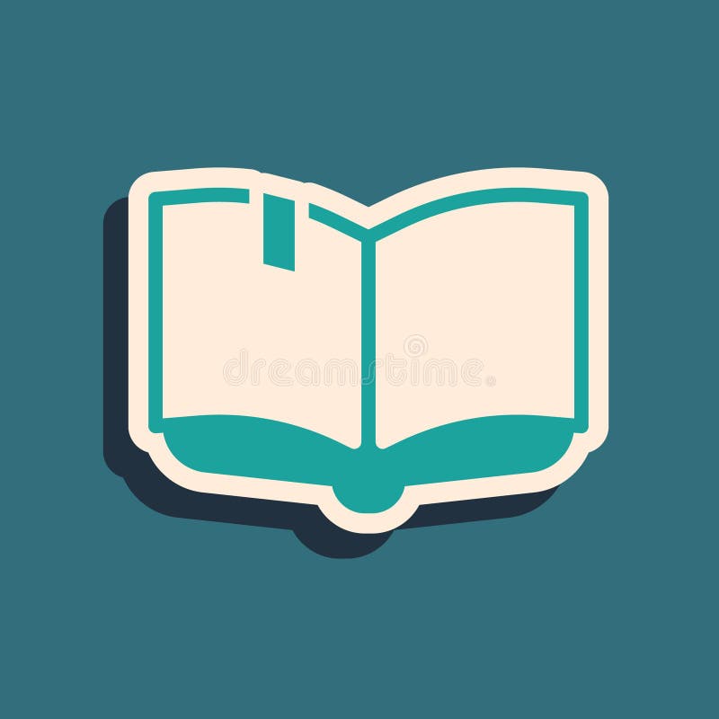 Green Open Book Icon Isolated on Green Background. Long Shadow Style ...