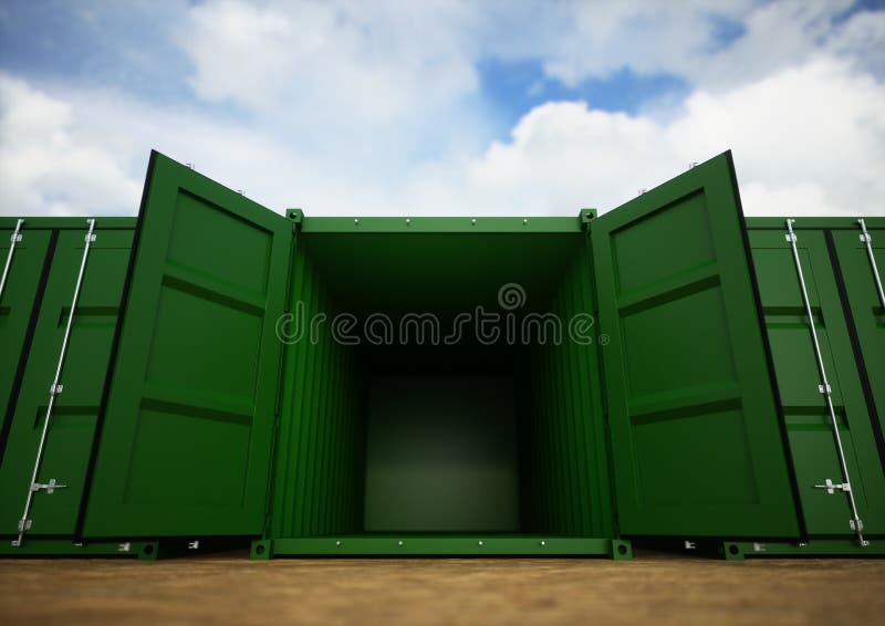 Green Open Cargo Containers Stock Photo - Image of group, open: 84465300