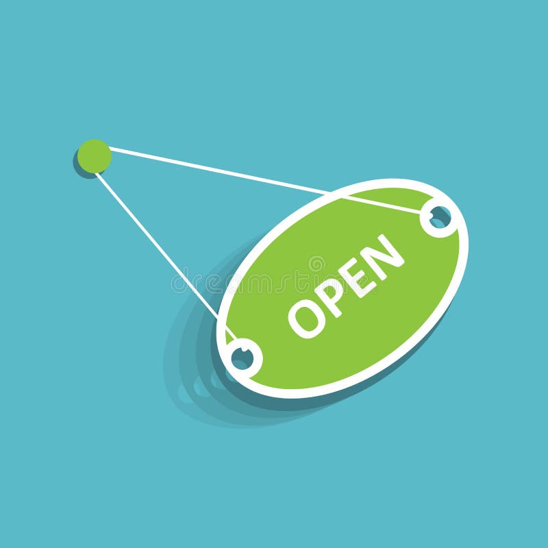 Green Open Hanging Sign with Motion Appearance Stock Vector ...
