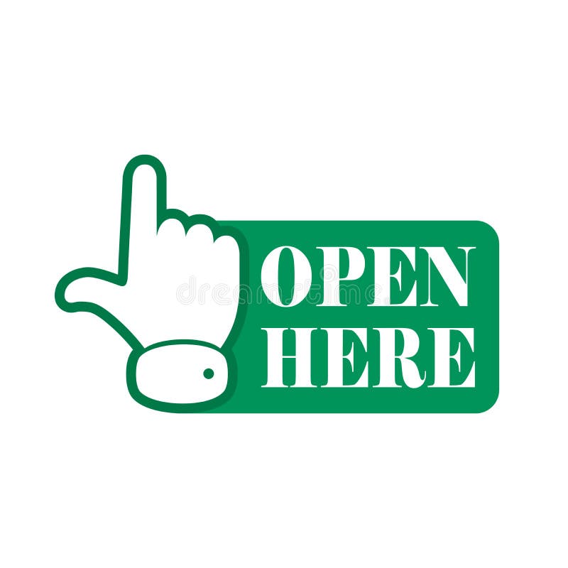 Green Open Here Icon. Vector Illustration Stock Illustration ...